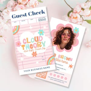 Editable Guest Check Business Card, Retro Canva Template, DIY Small ...
