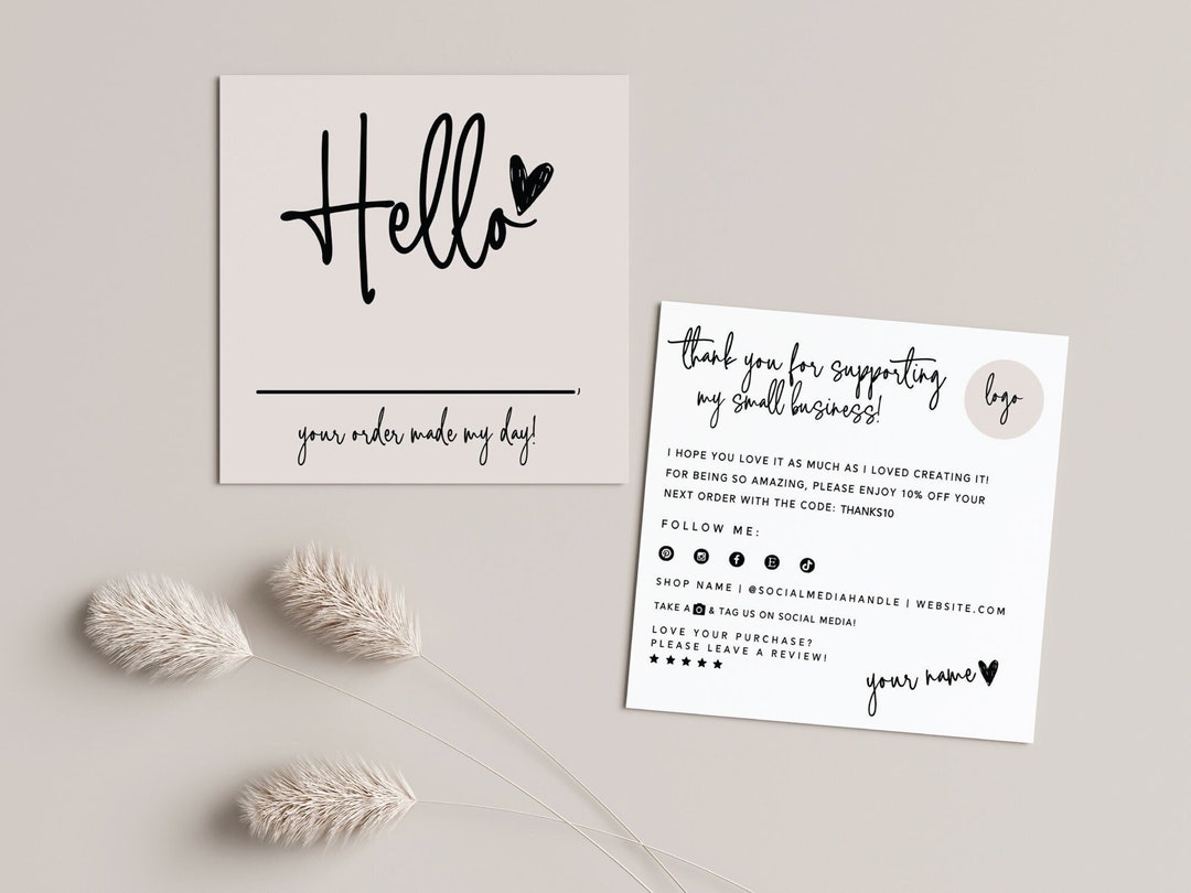 Business Thank You Card Editable, Modern Printable Thanks for Your ...