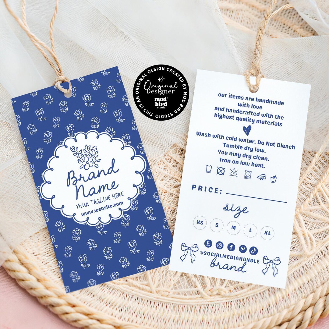 Coquette Bow Editable Hang Tag Canva Template, Printable Boutique ...