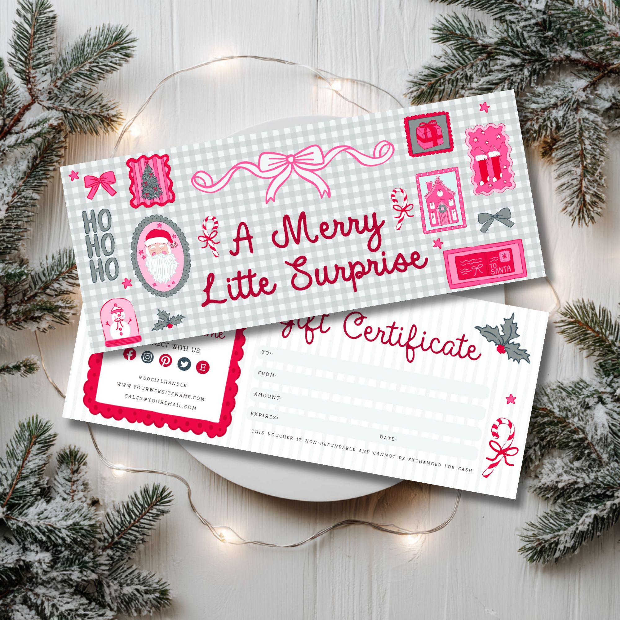 Editable Christmas Gift Certificate Template, Cute Coquette Printable ...