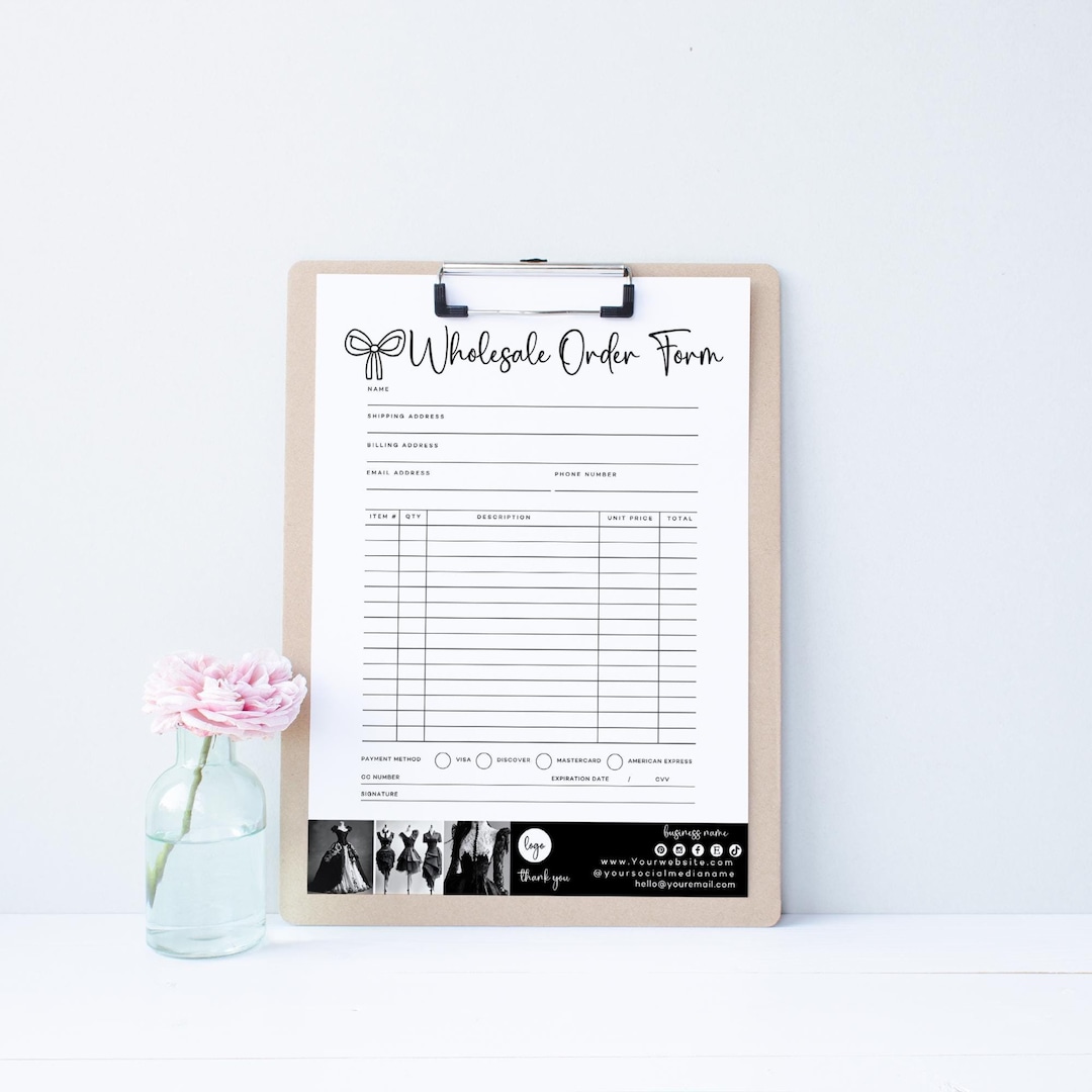 Wholesale Order Form, Order Sheet Template, Small Business Essentials ...