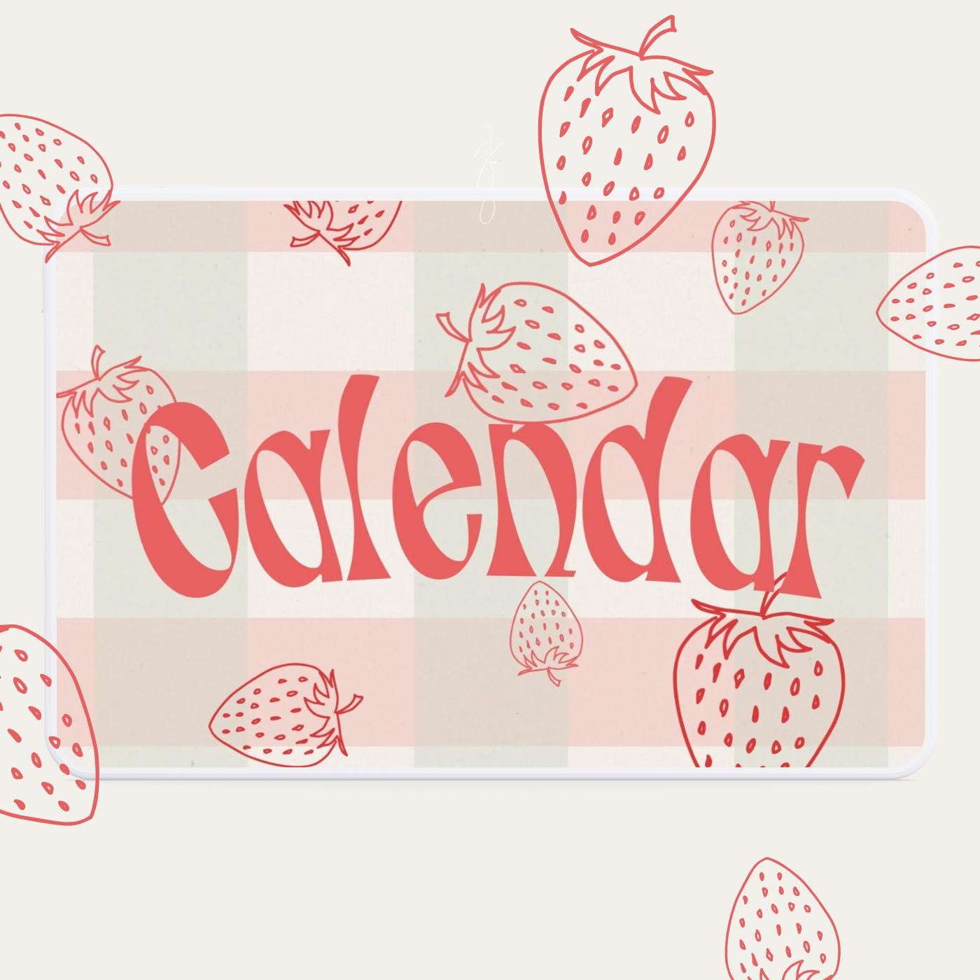 Stawberry Undated Blank Monthly Calendar With Weekly Planner and Notes ...