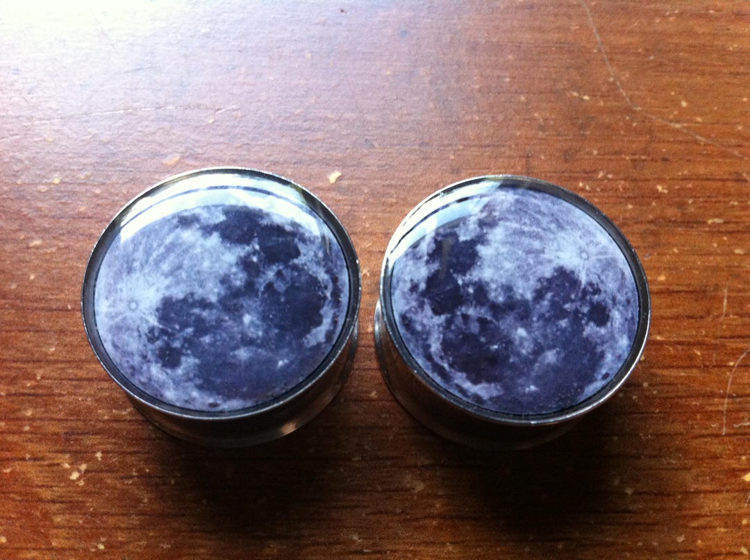 Pair of Moon Ear Plugs Gauges (buy 2 Pairs, Get 1 Pair Free!) 18g, 16g ...