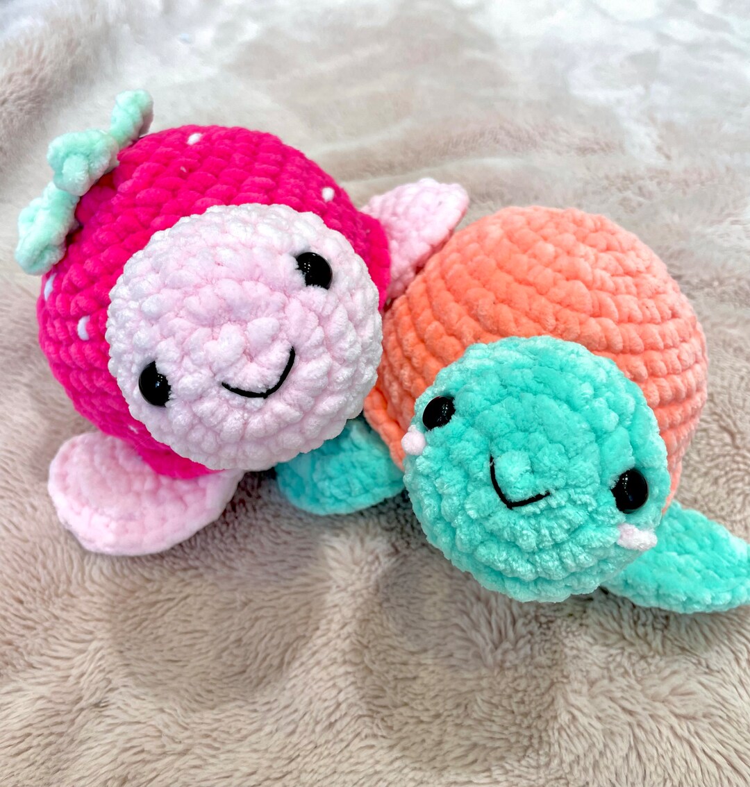 Myrtle the Turtle Crochet Pattern, Regular Turtle and Strawberry Turtle ...