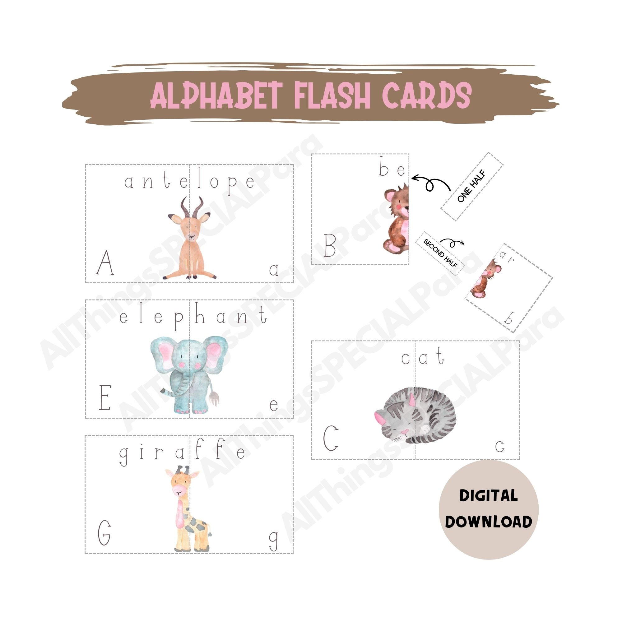 Alphabet Flash Cards Printable Flash Cards ABC Flash Cards Educational ...
