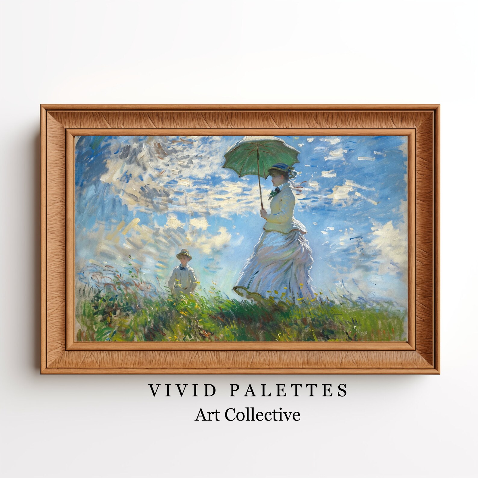 Lady With Parasol Impressionist Digital Art Print, Vintage Art, Elegant ...