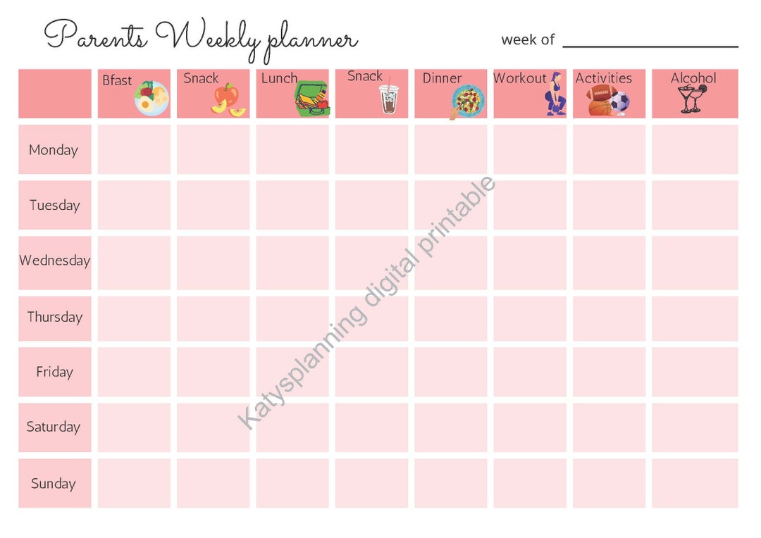 Family Weekly Planner, Weekly Printable Planner, Shopping List, Weekly ...