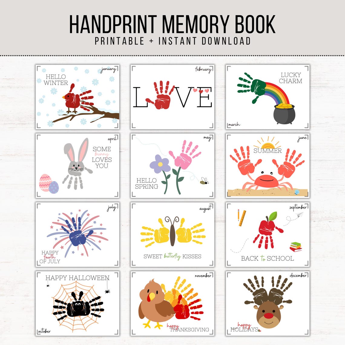 Handprint Memory Book | Printable Handprint Memory Book | Handprint Art ...