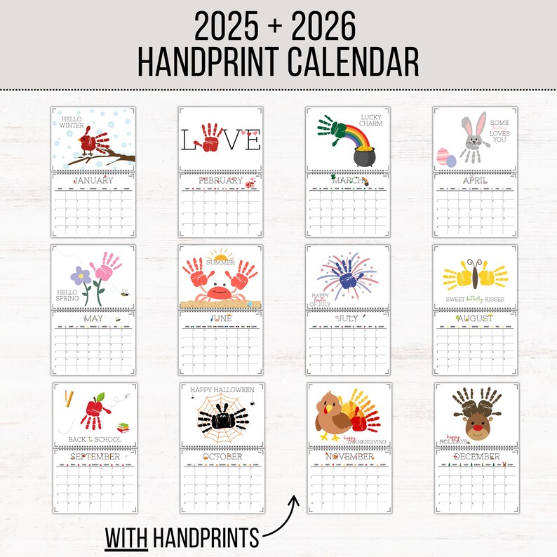 2025 2026 Handprint Calendar | Printable Handprint Calendar | 2025 ...