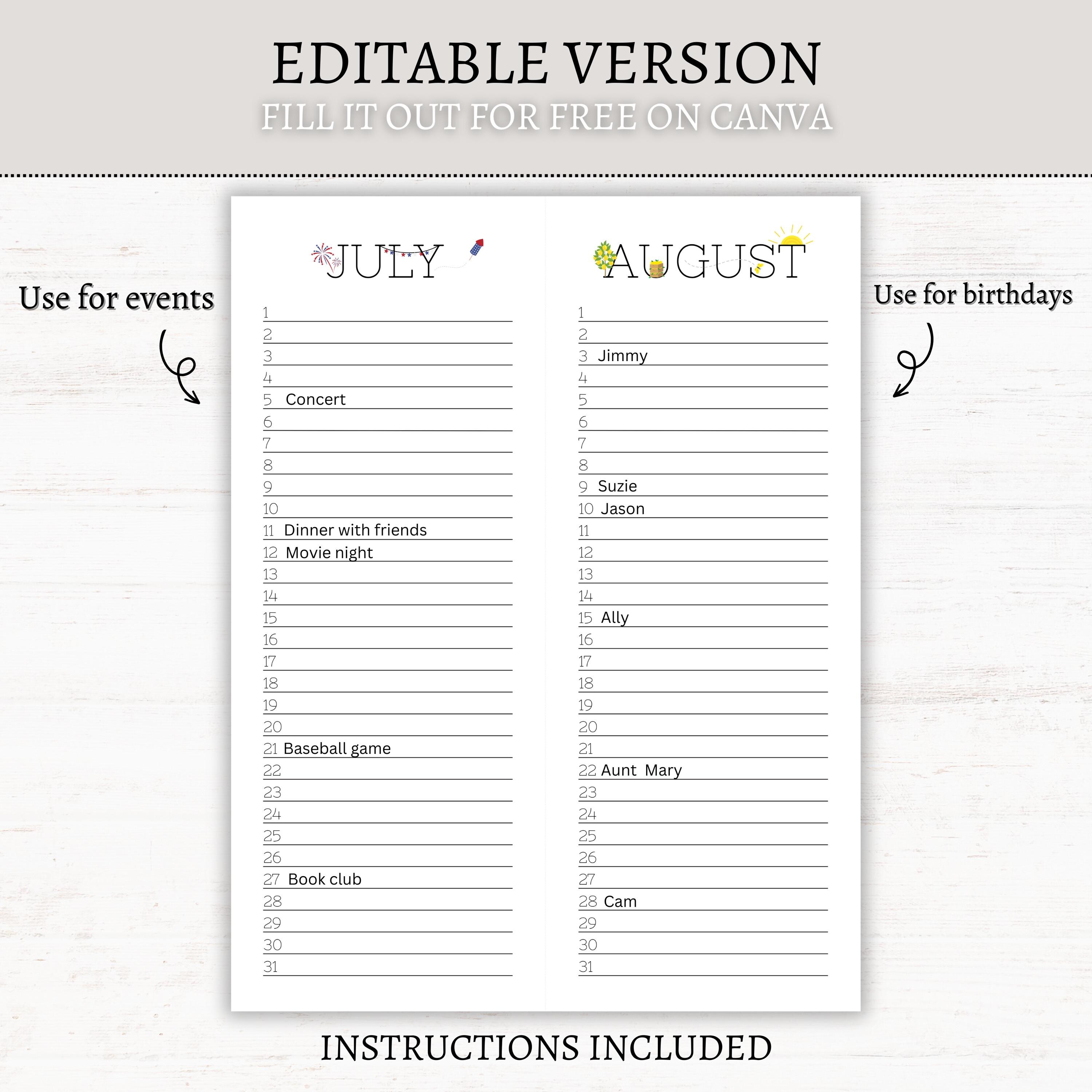 Editable Printable Perpetual Calendar | Perpetual Calendar | Editable ...