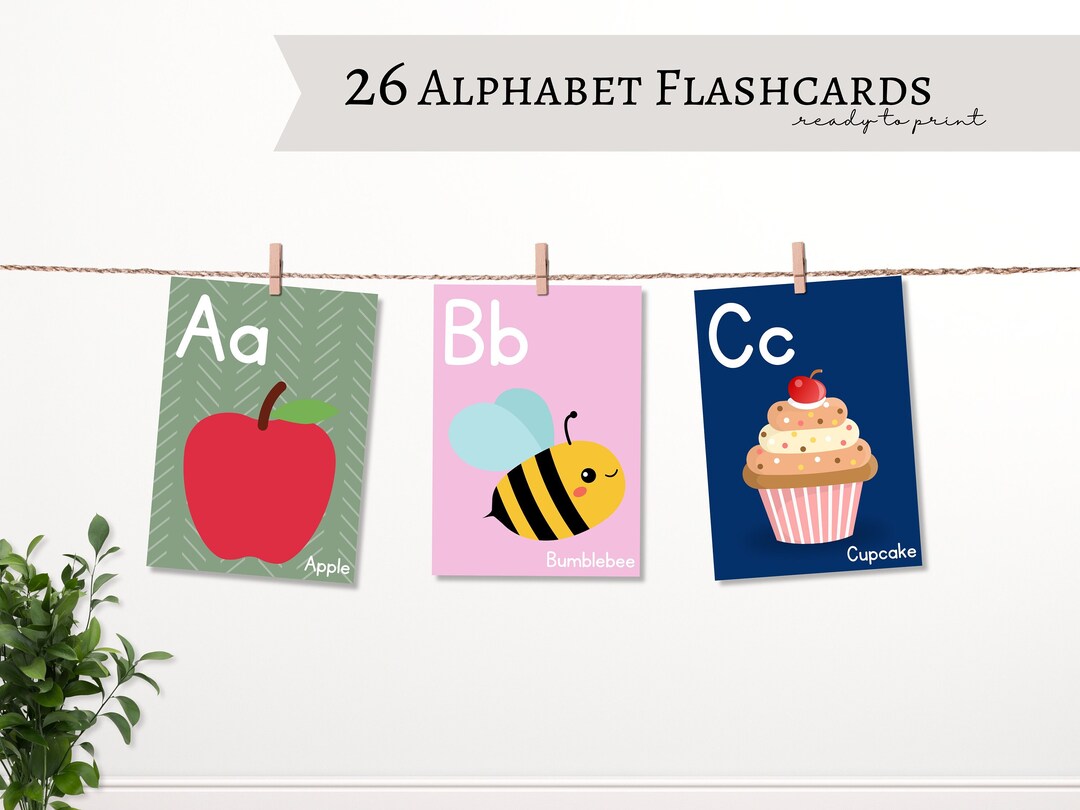 Alphabet Flash Cards Printable Classroom Decor Toddler Early Learning ...