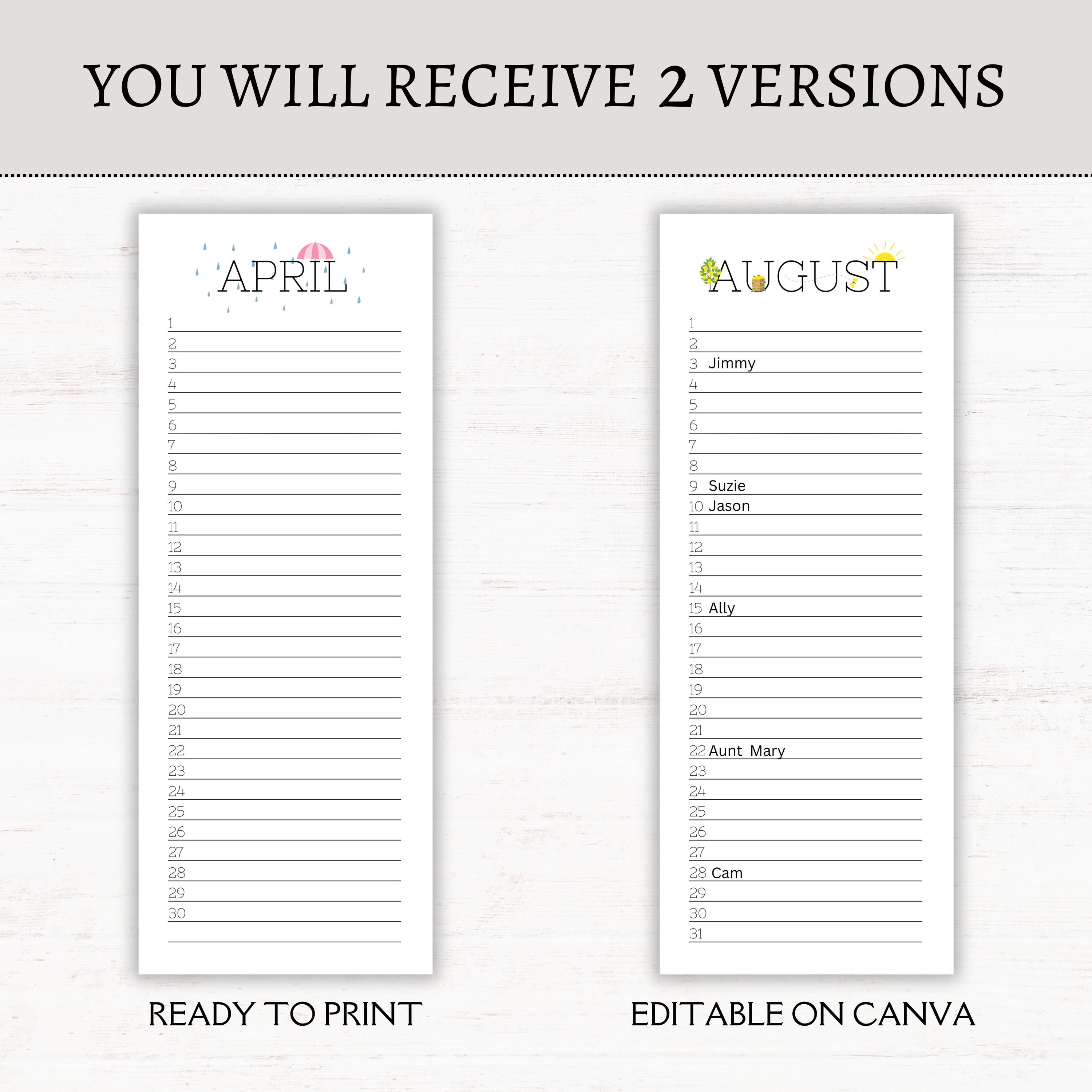 Editable Printable Perpetual Calendar | Perpetual Calendar | Editable ...