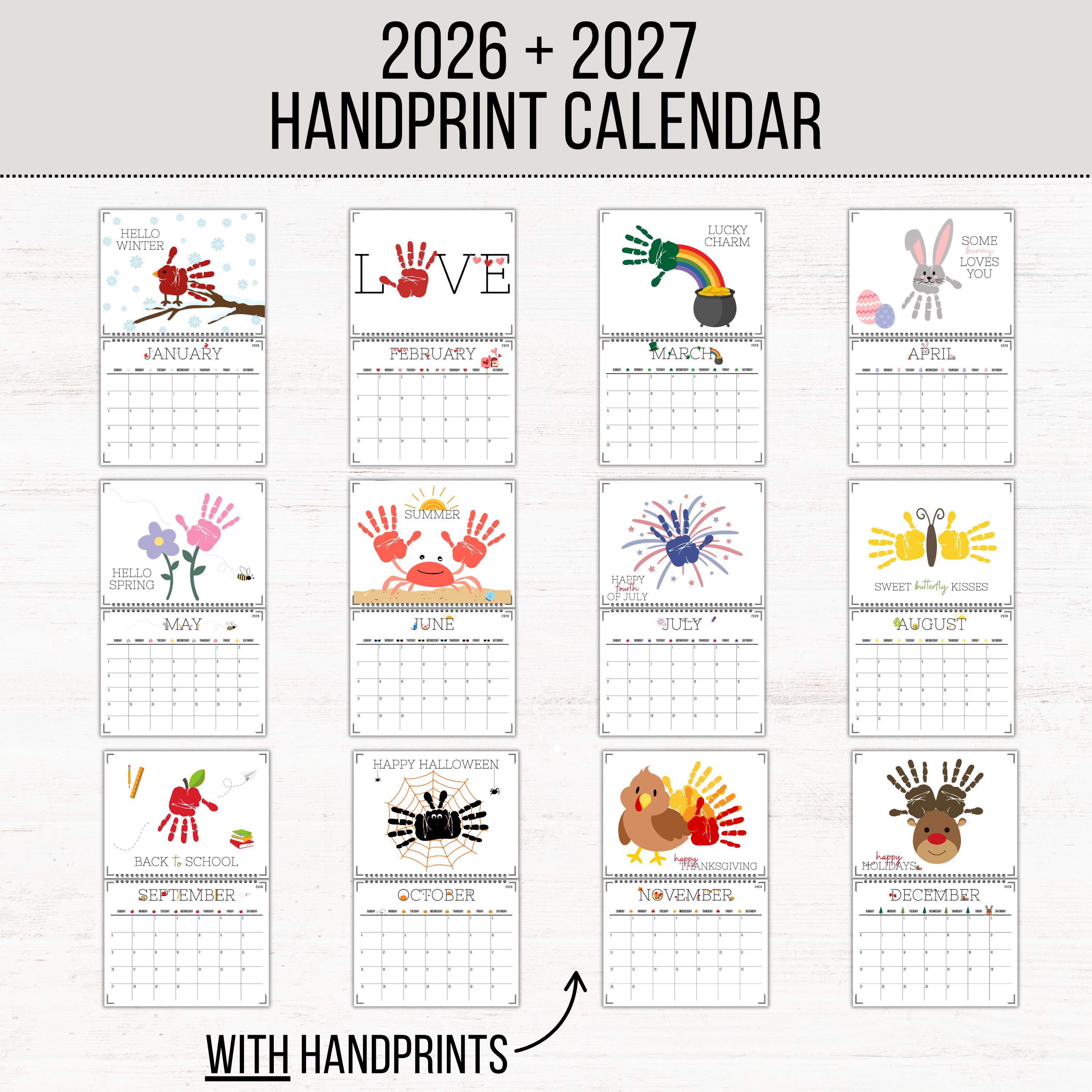 2026 2027 Handprint Calendar | Printable Handprint Calendar | 2026 ...