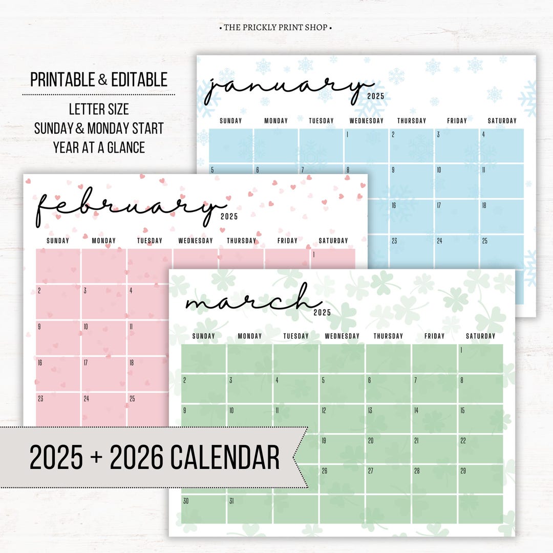 2025 2026 Calendar | Printable Editable Calendar | 2025 Calendar | 2026 ...