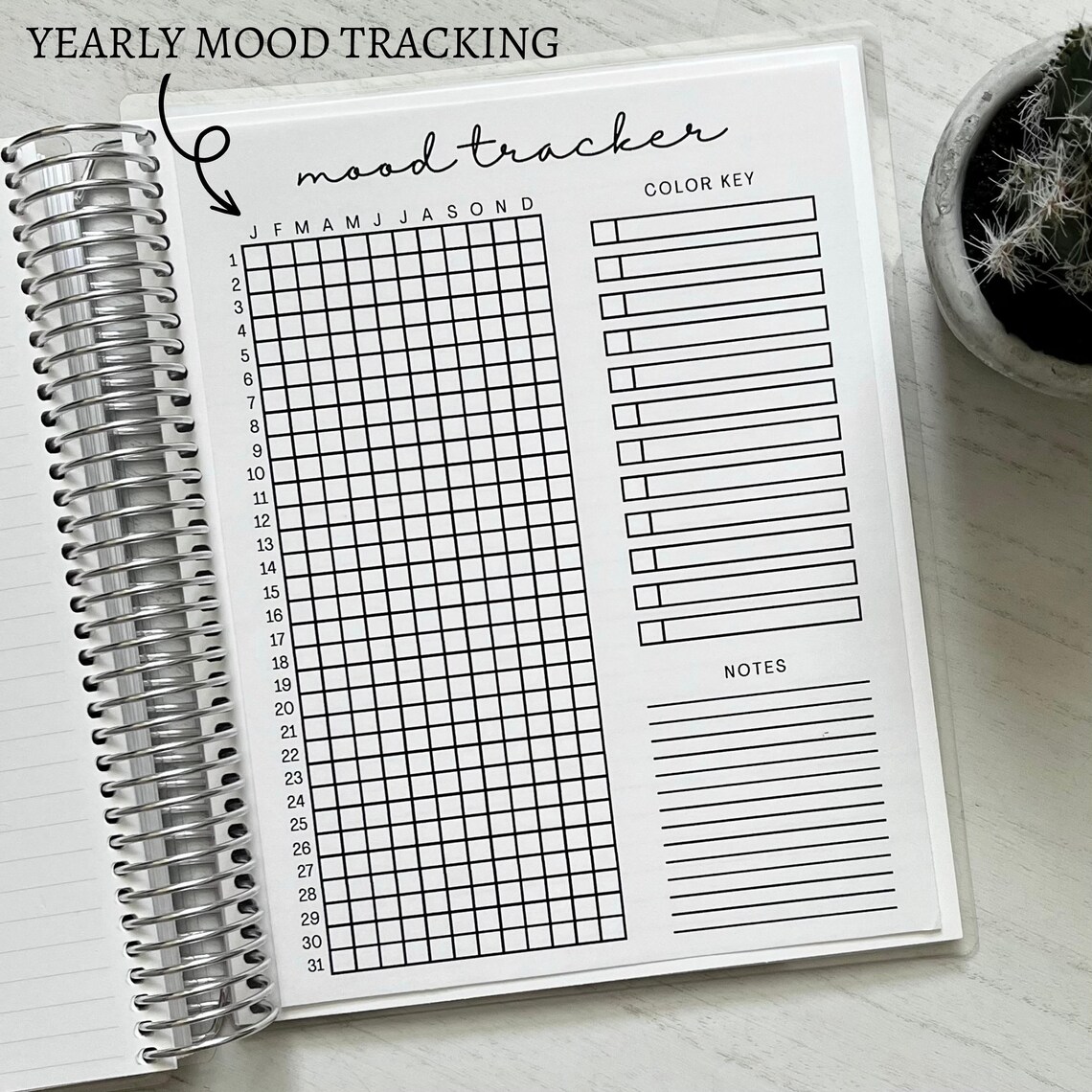 Mood Tracker for Planner Printable Yearly Mood Tracker Monthly Mood ...