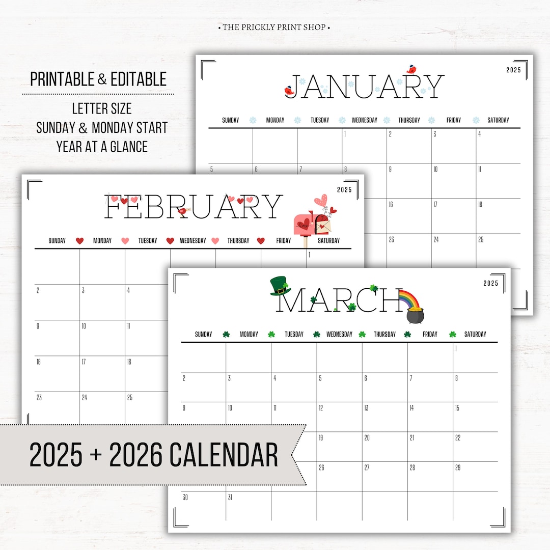 2025 2026 Calendar | Printable Editable Calendar | 2025 Calendar | 2026 ...