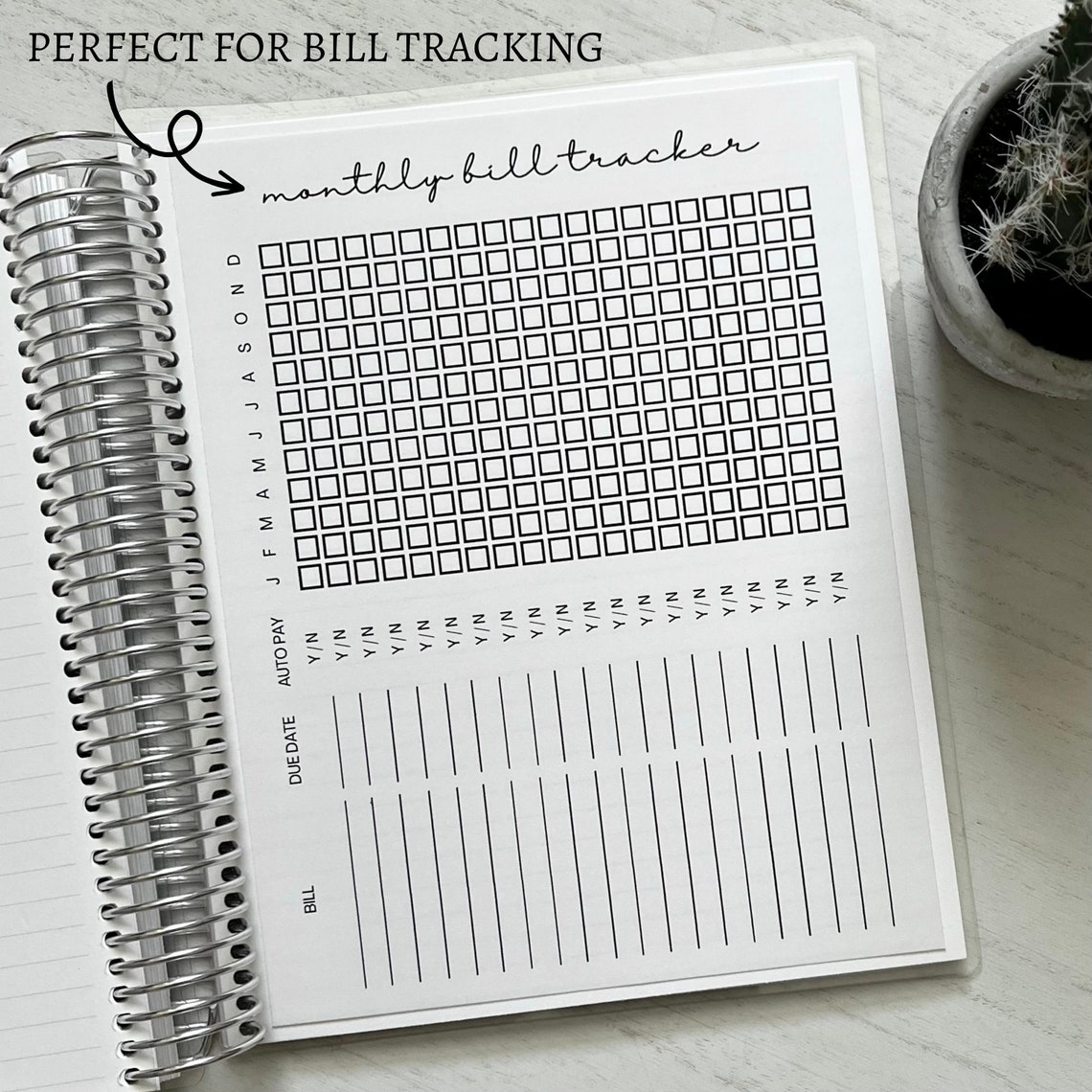 Monthly Bill Tracker for Planner | Printable | Bill Payment Tracker ...
