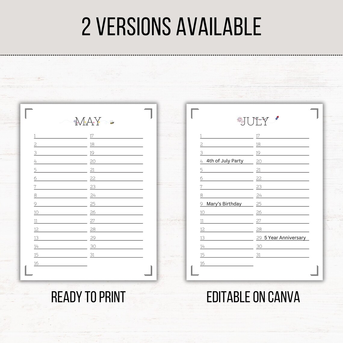 Editable Printable Perpetual Calendar | Perpetual Calendar | Editable ...