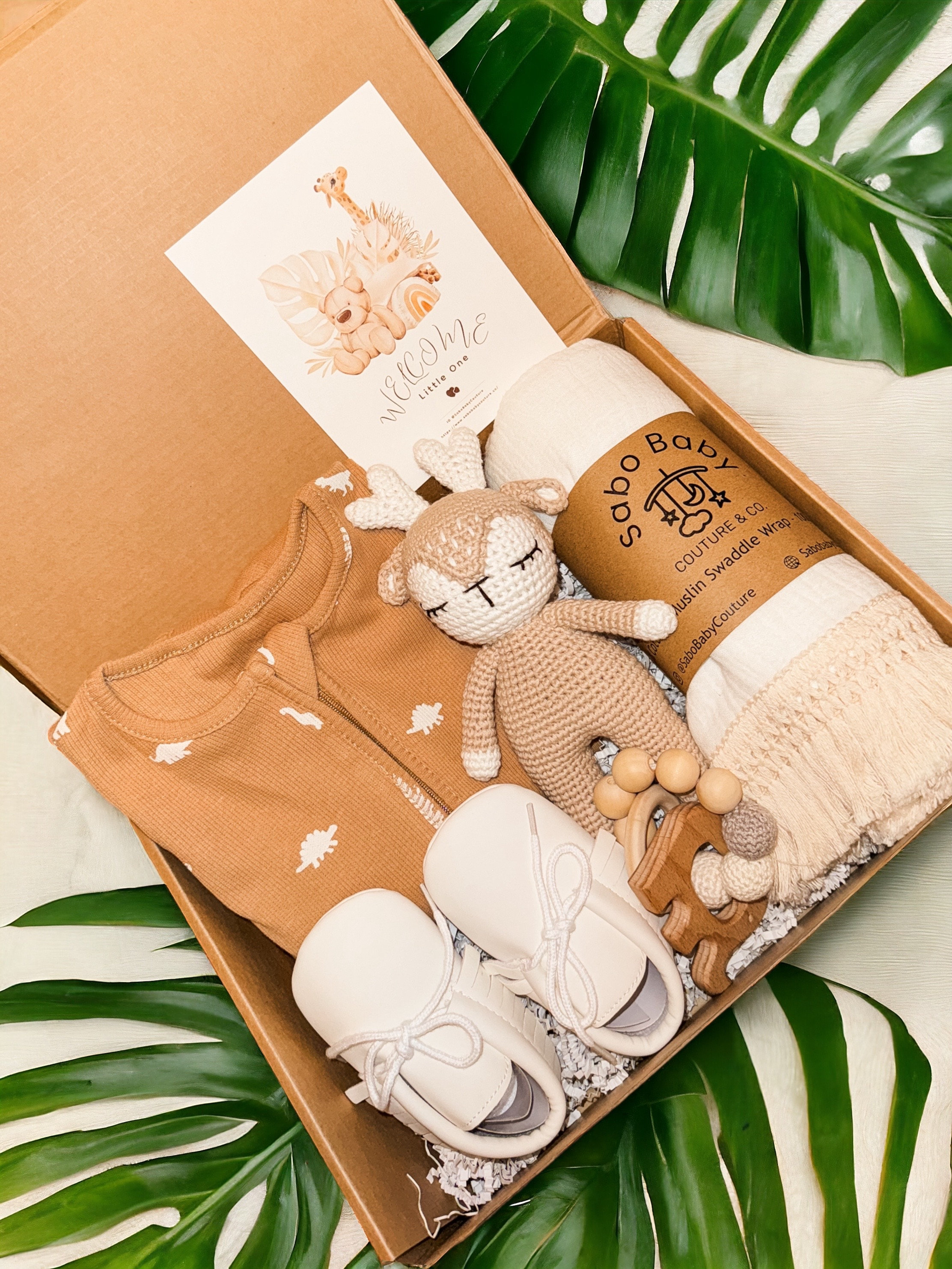 Neutral Pjs Gift Box Baby Shower Gift Box, Baby Welcome Gift Box ...