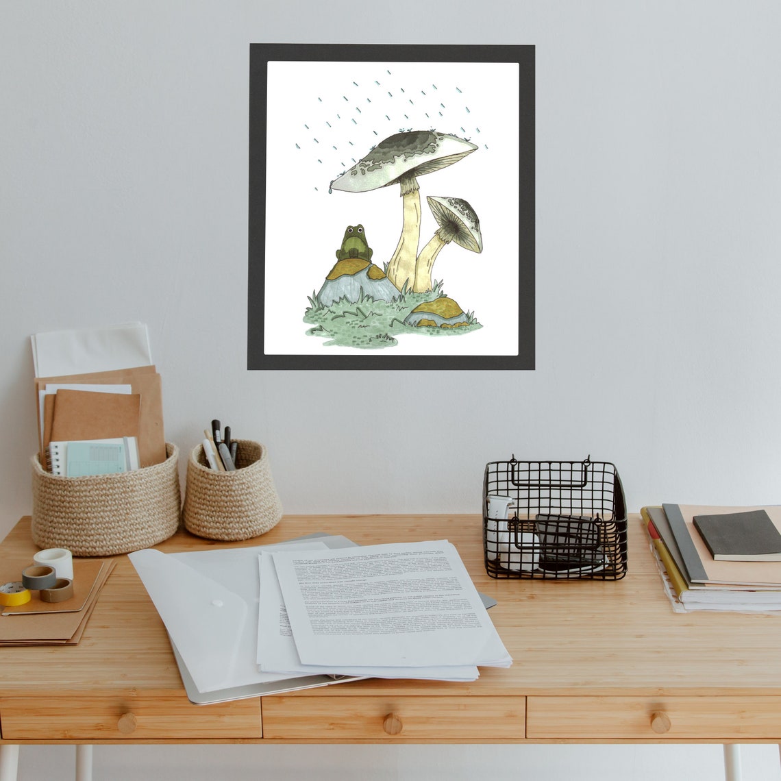 Toadstool Toad Digital Art Print Frog Under a Mushroom - Etsy