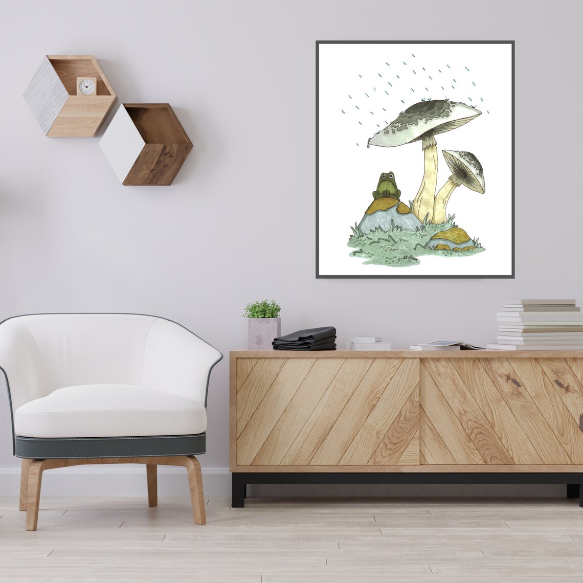 Toadstool Toad Digital Art Print Frog Under a Mushroom - Etsy
