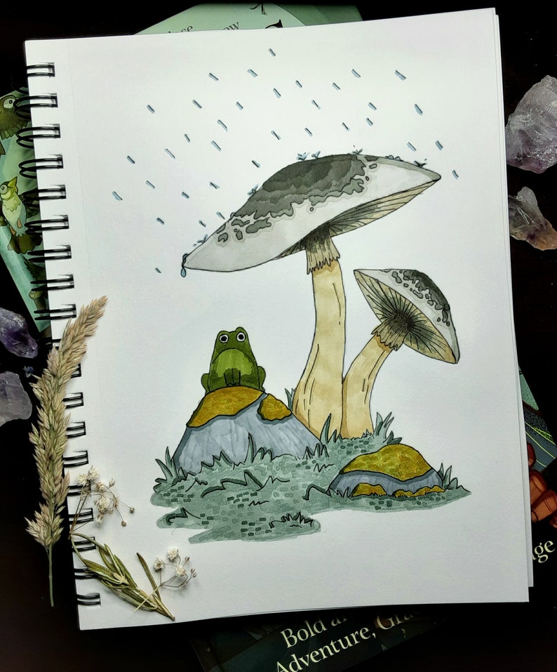 Toadstool Toad Digital Art Print Frog Under a Mushroom - Etsy