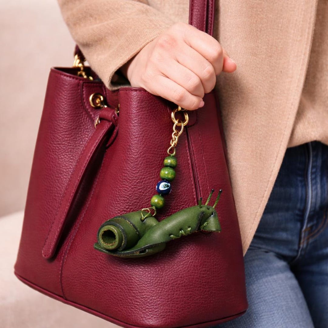 Snail Leather Keychain – Handmade Slow Life Gift – Cute Animal Charm ...
