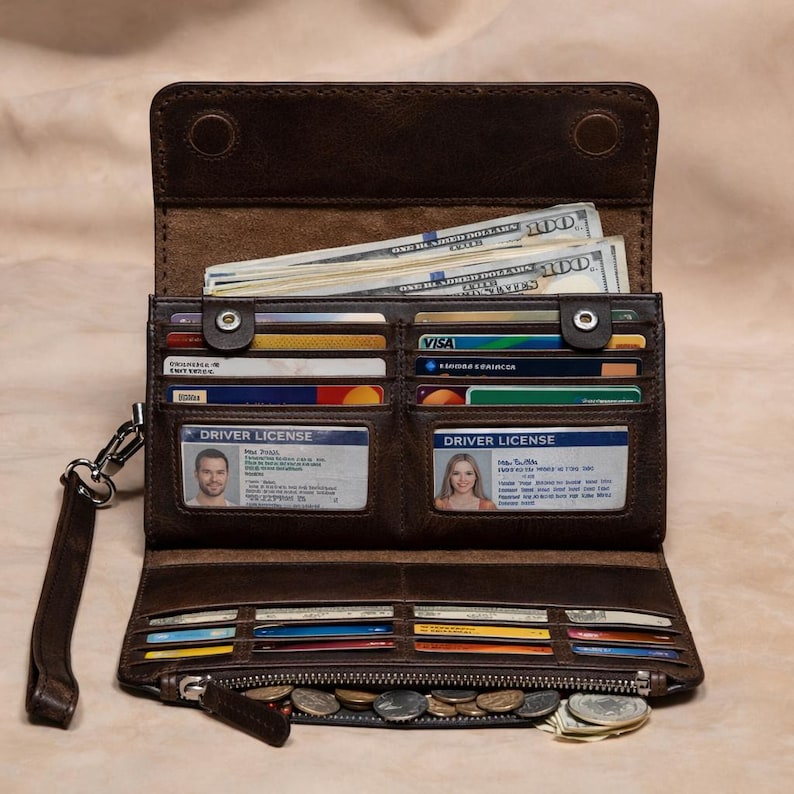 Leather Bifold Wallet, Clutch Bag for Women | Handmade Full Grain ...