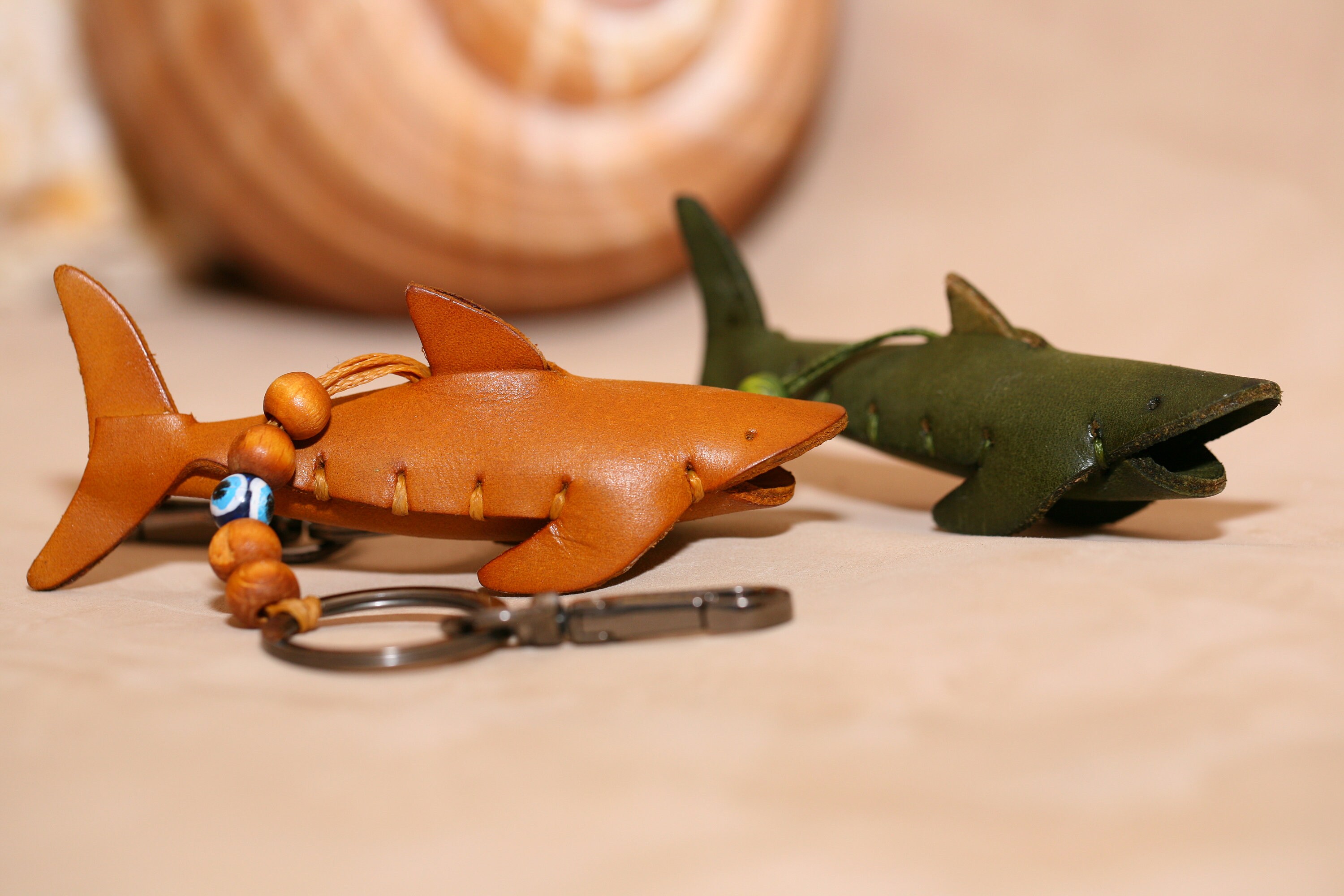 Leather Shark Keychain - Purse Bag Charm, Accessory for Kids, Women ...