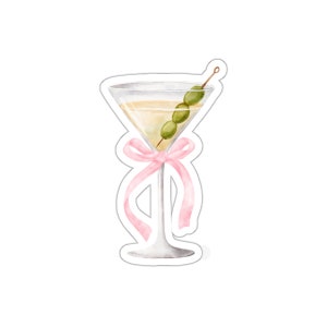 Coquette Martini Glass Sticker Water Bottle Sticker Martini Pink Bow ...
