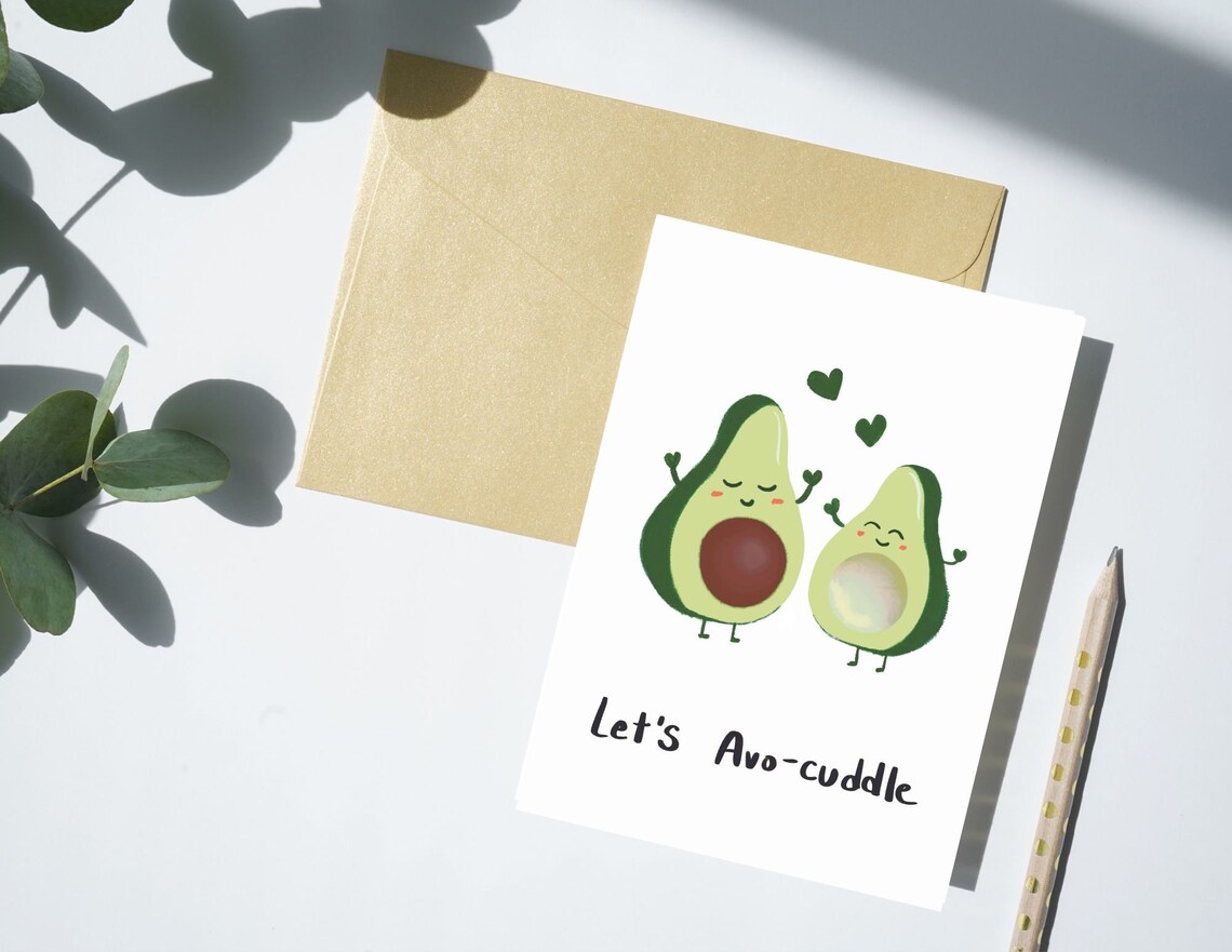 Avocado Printable Valentines Anniversary Greeting Card, Food Pun, Funny ...