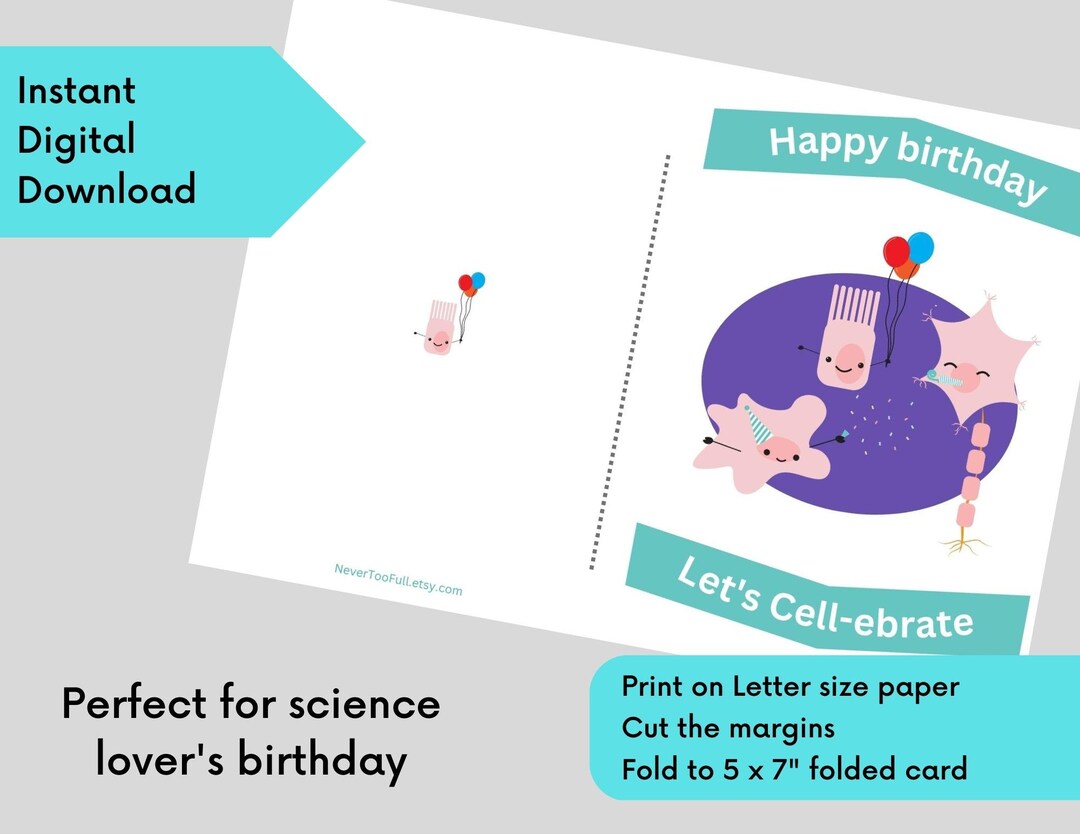 Cells Celebrate Birthday Greeting Printable Card, Science Pun, Funny ...