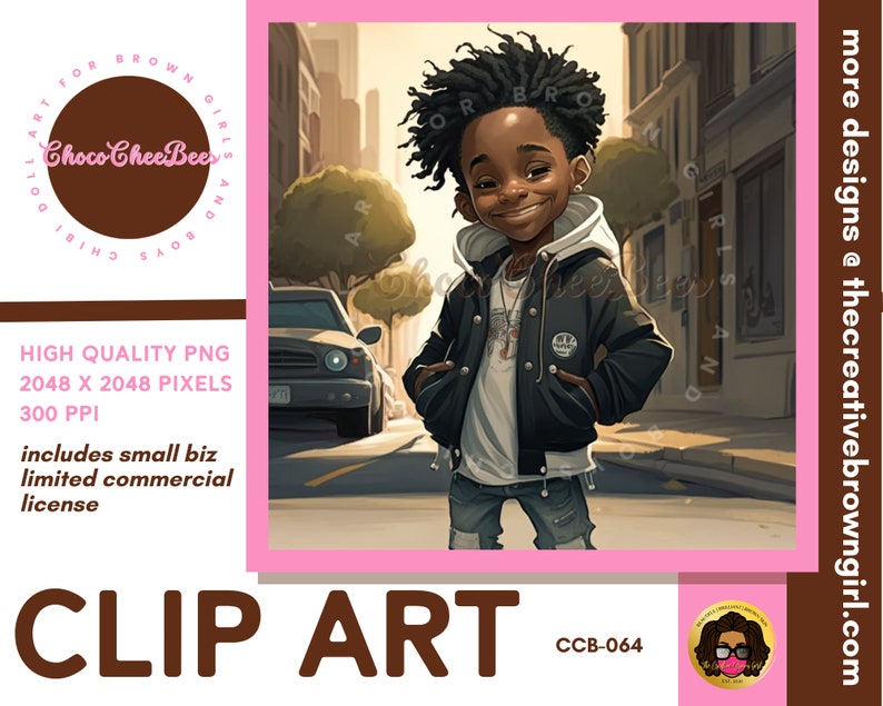 Adorable Black Boy Art African American Chibi Doll PNG - Etsy