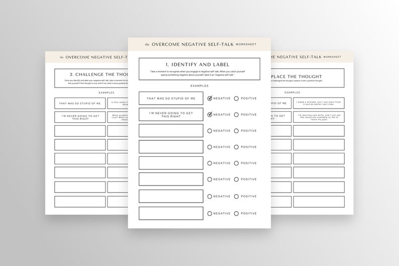 Growth Mindset Worksheet Bundle for Overcoming Negative Self-talk ...