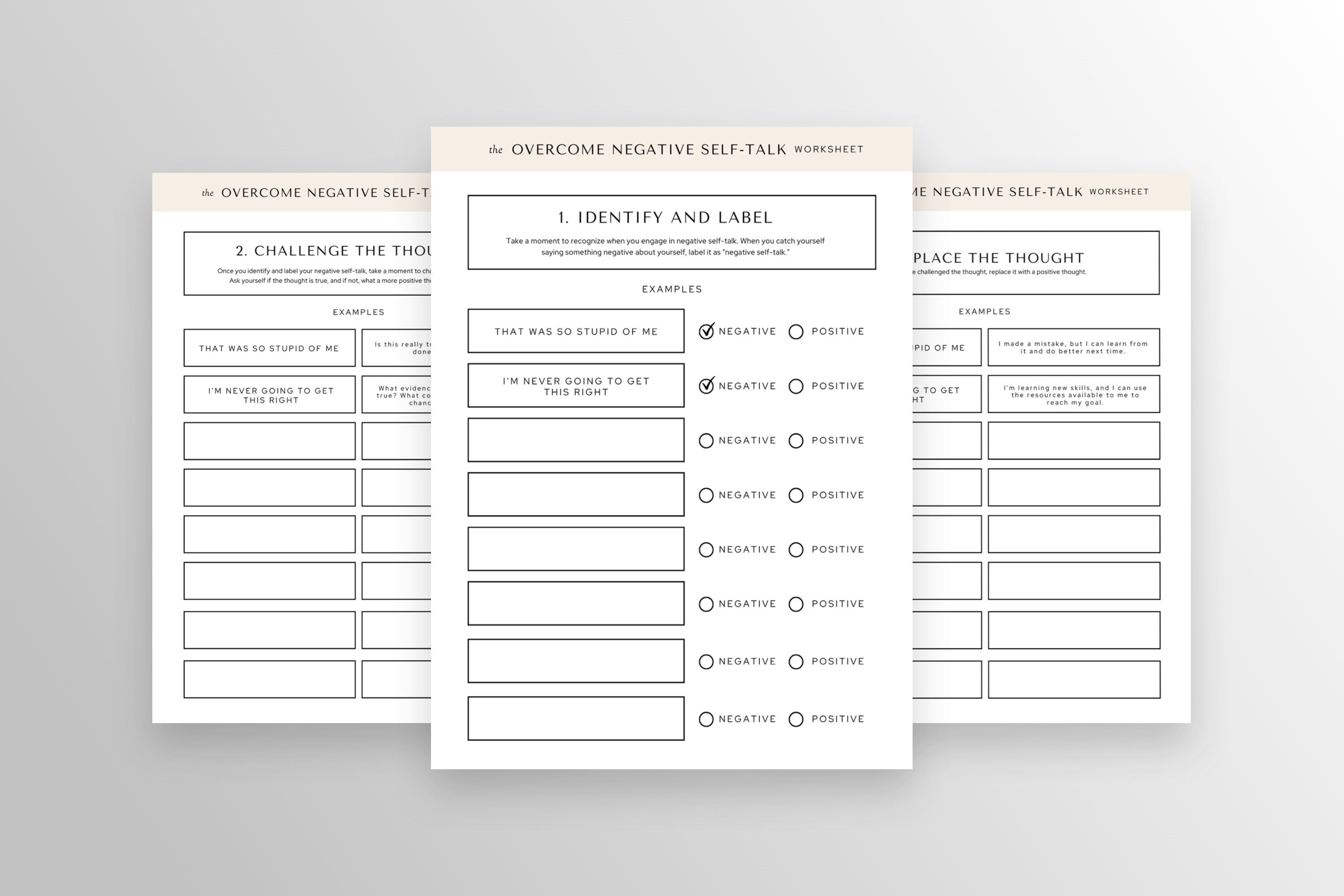 Growth Mindset Worksheet Bundle for Overcoming Negative Self-talk ...