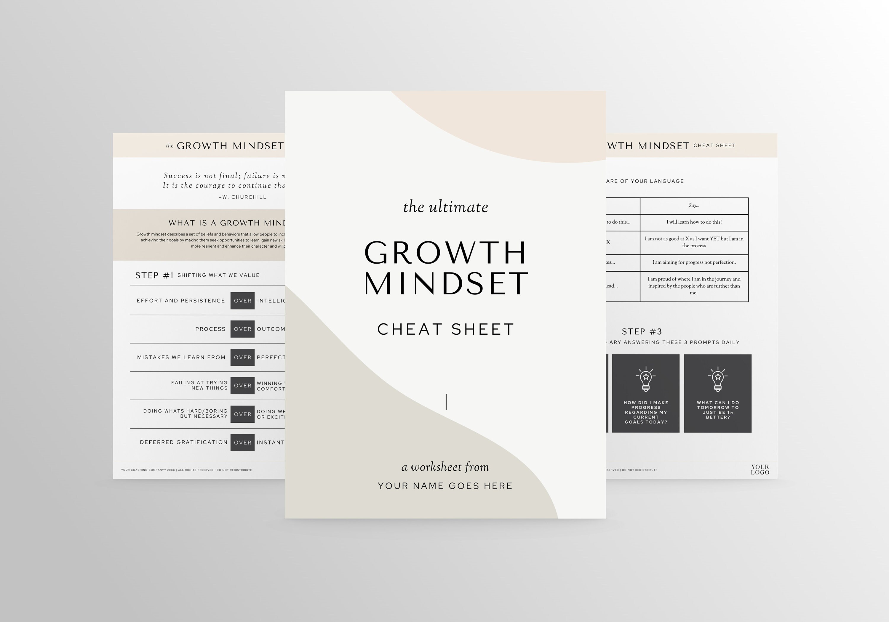 Growth Mindset Worksheet Bundle for Overcoming Negative Self-talk ...