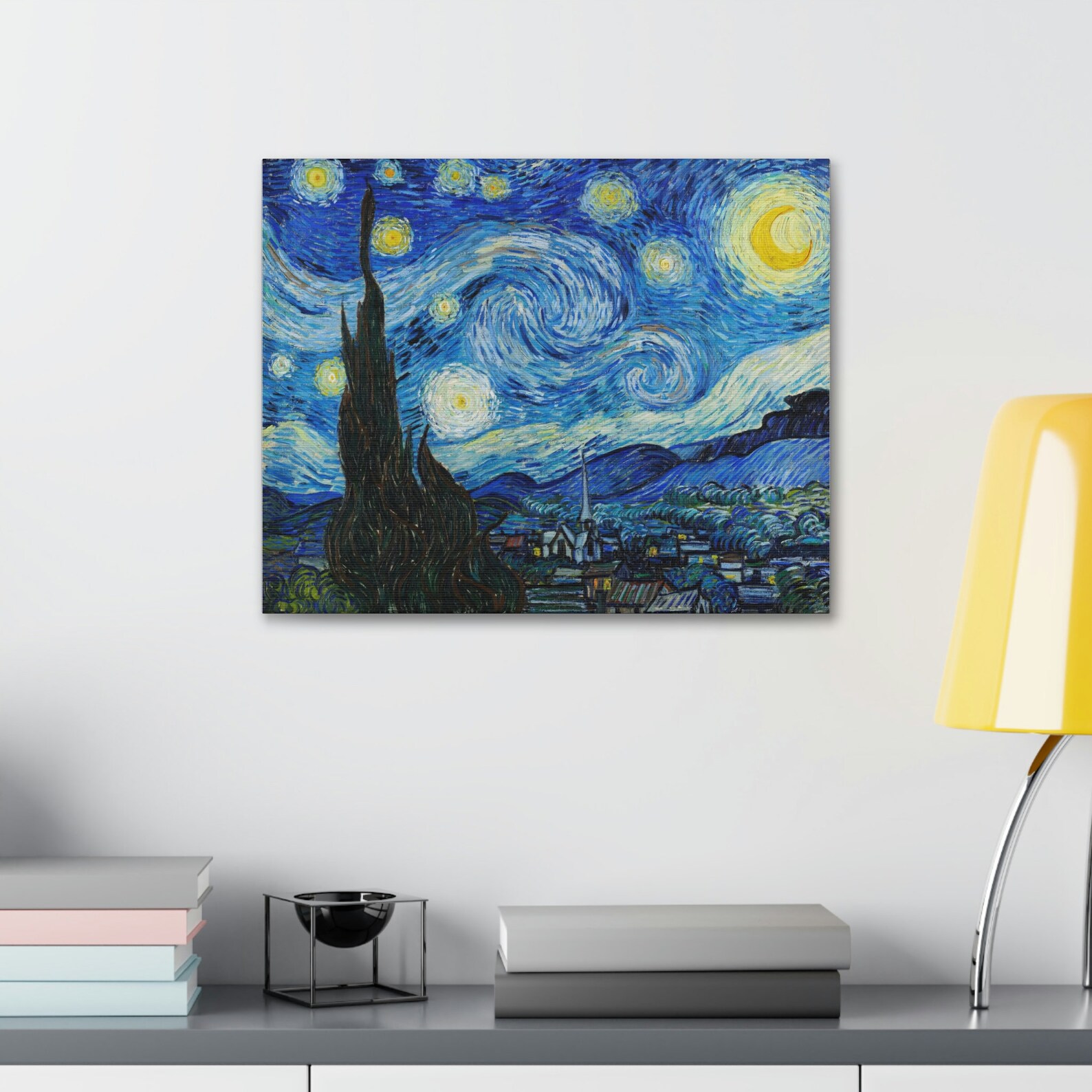 The Starry Night - Rectangle 1889 by Vincent Van Gogh Canvas Art Print ...