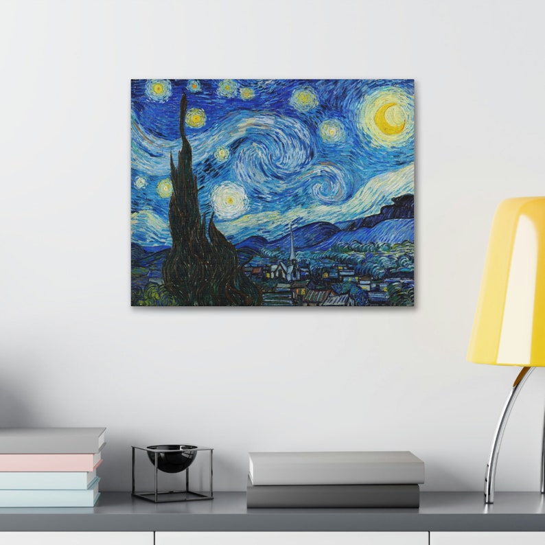 The Starry Night - Rectangle 1889 by Vincent Van Gogh Canvas Art Print ...