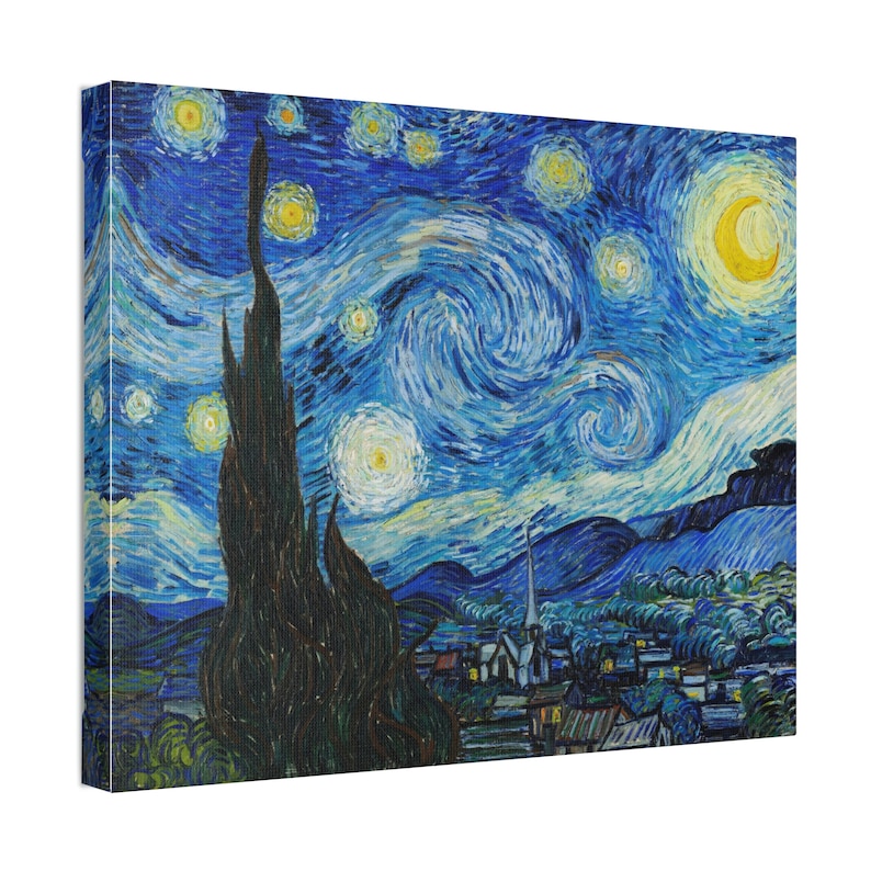 The Starry Night - Rectangle 1889 by Vincent Van Gogh Canvas Art Print ...