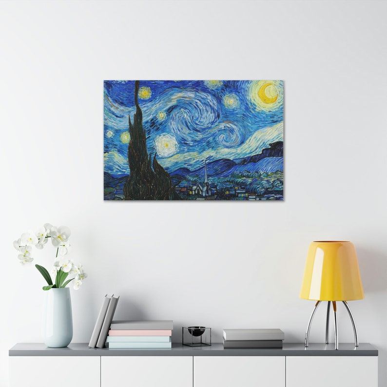 The Starry Night - Rectangle 1889 by Vincent Van Gogh Canvas Art Print ...