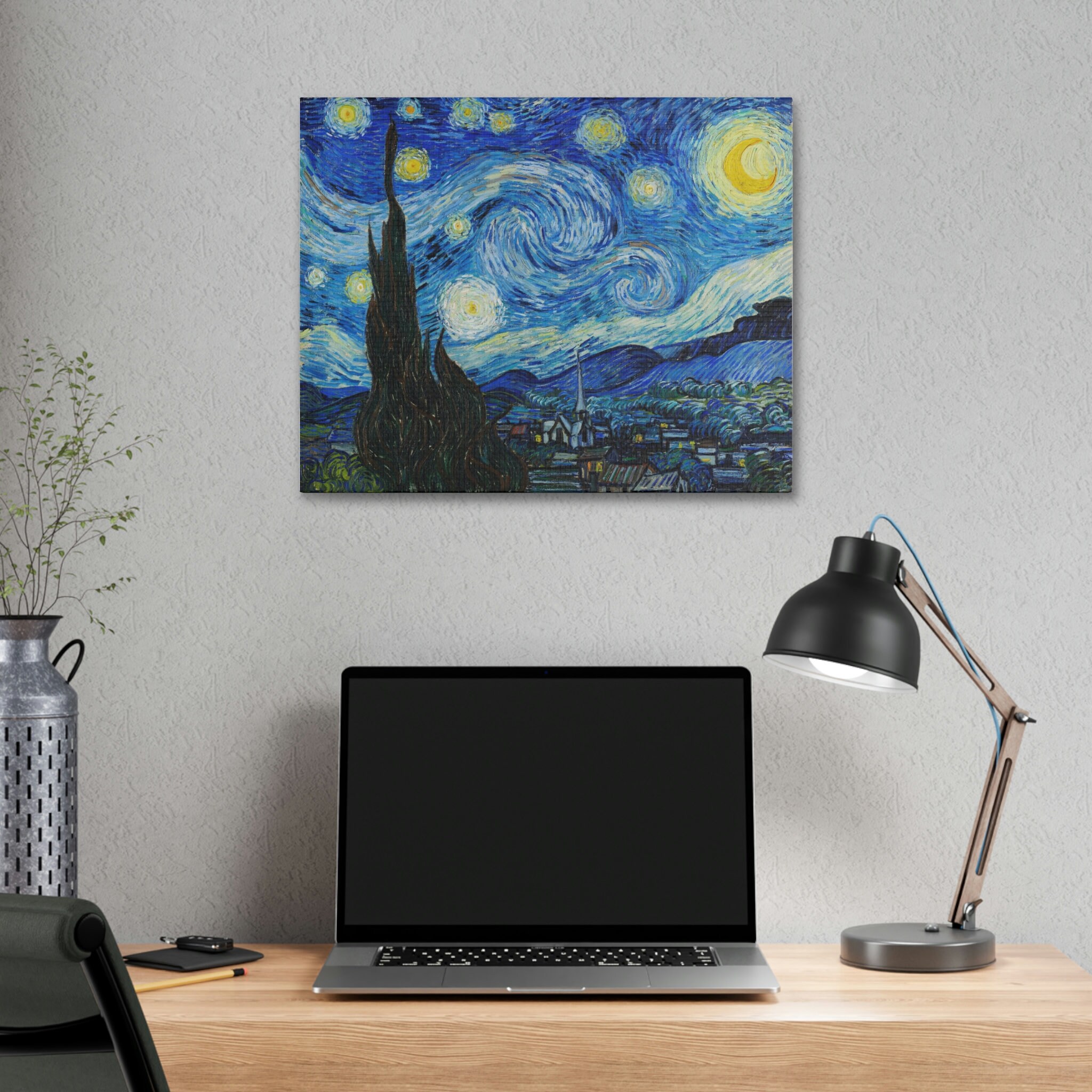 The Starry Night - Rectangle 1889 by Vincent Van Gogh Canvas Art Print ...