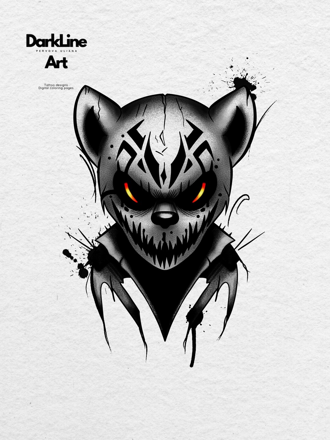 El Teddy Tattoo Design. Dark Tribal Bear. - Etsy