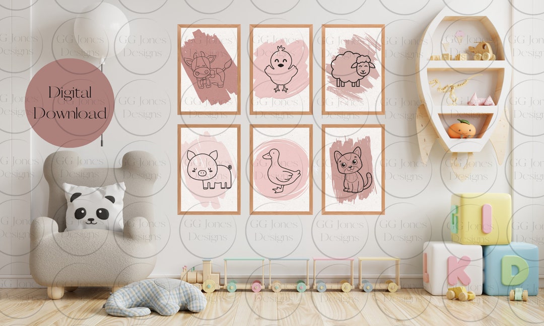 Set of 6 Pink Nursery Decor PRINTABLE Baby Girl Nursery Wall Art ...