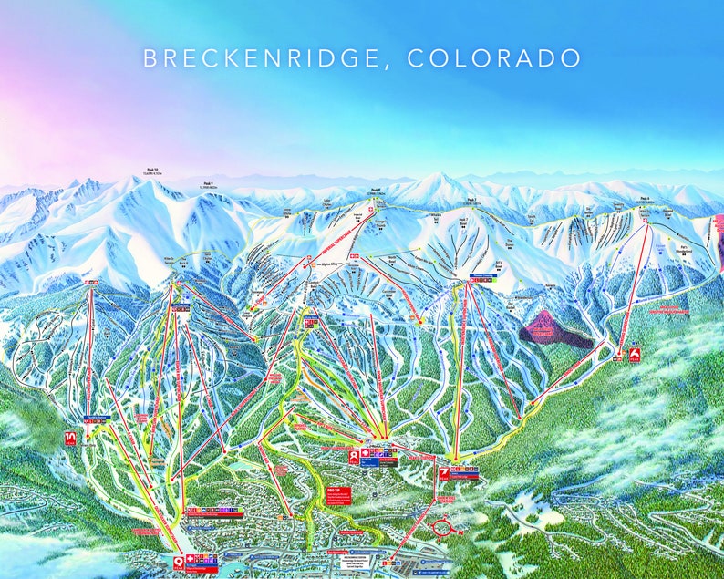 Breckenridge Colorado Ski Trail Map Canvas, Colorado Art Trail Print - Etsy