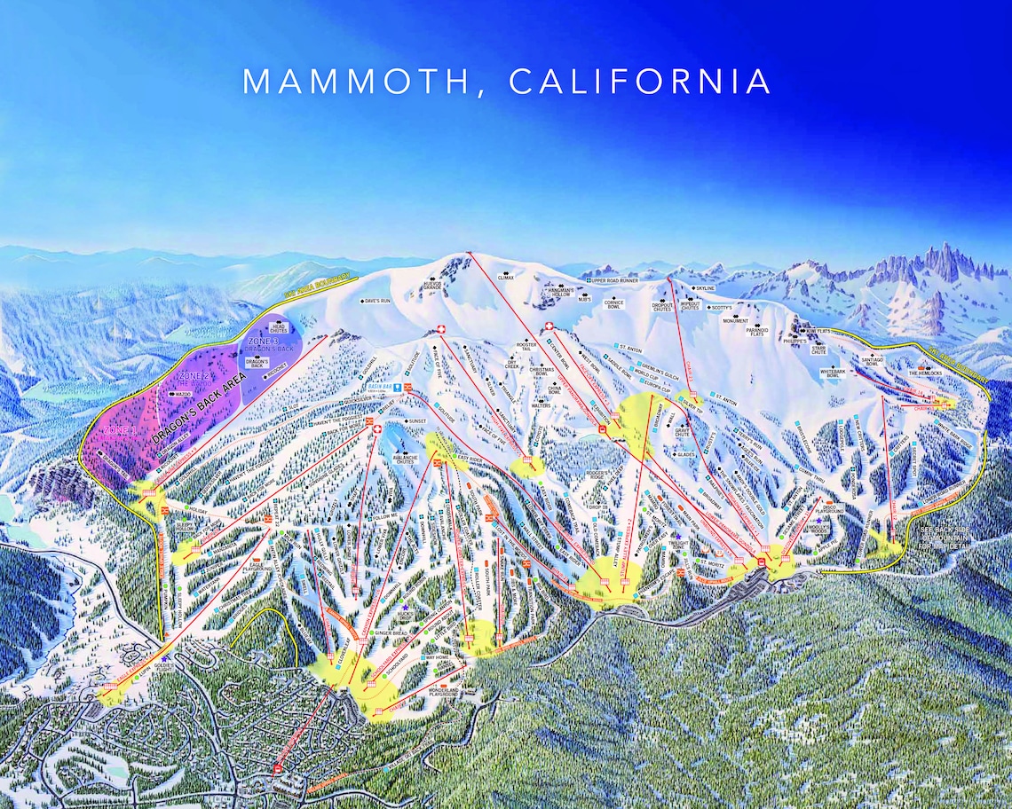 Mammoth California Ski Trail Map Canvas, California Art Trail Print - Etsy