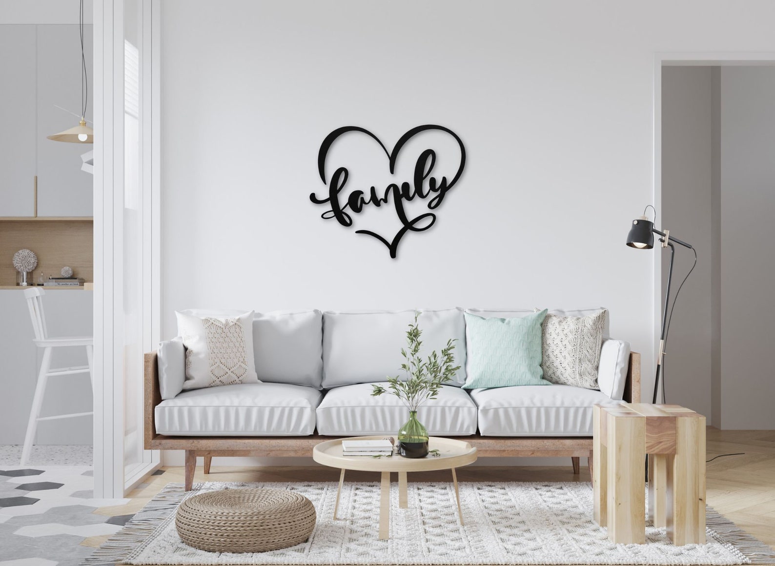 Metal Word Art Family Sign Cursive Script Family Metal Wall Decor ...