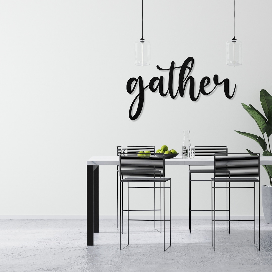 Gather Laser Cut Word Metal Sign, Gather Wall Decor, Family & Dining ...