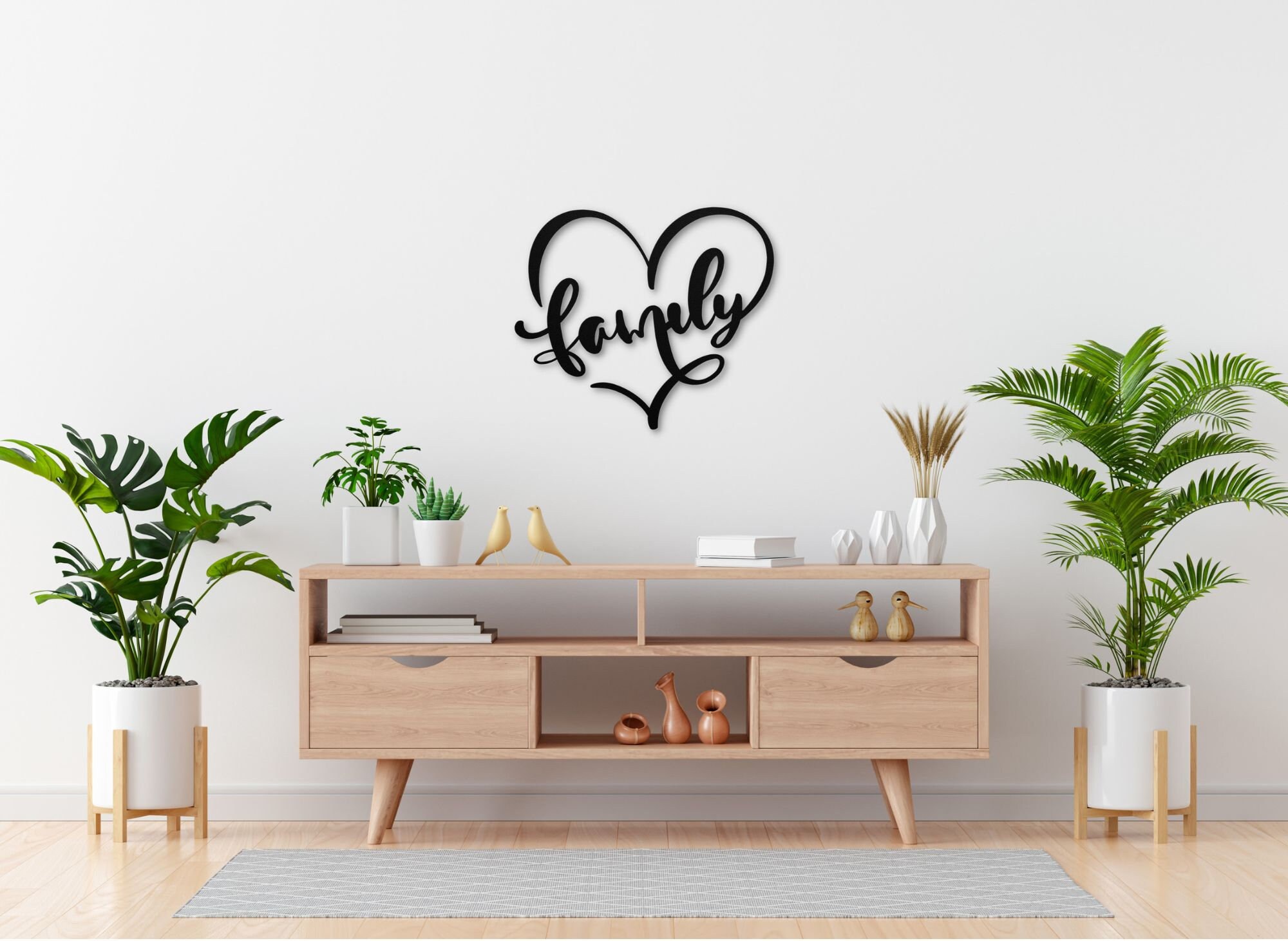 Metal Word Art Family Sign Cursive Script Family Metal Wall Decor ...