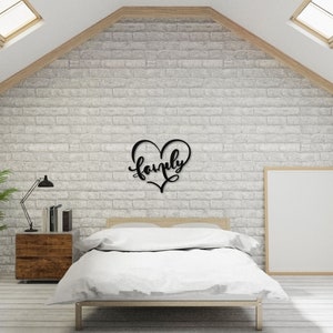 Metal Word Art Family Sign Cursive Script Family Metal Wall Decor ...