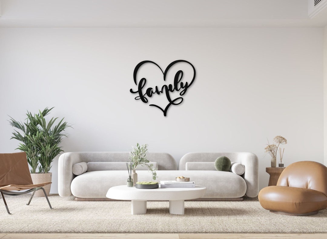 Metal Word Art Family Sign Cursive Script Family Metal Wall Decor ...